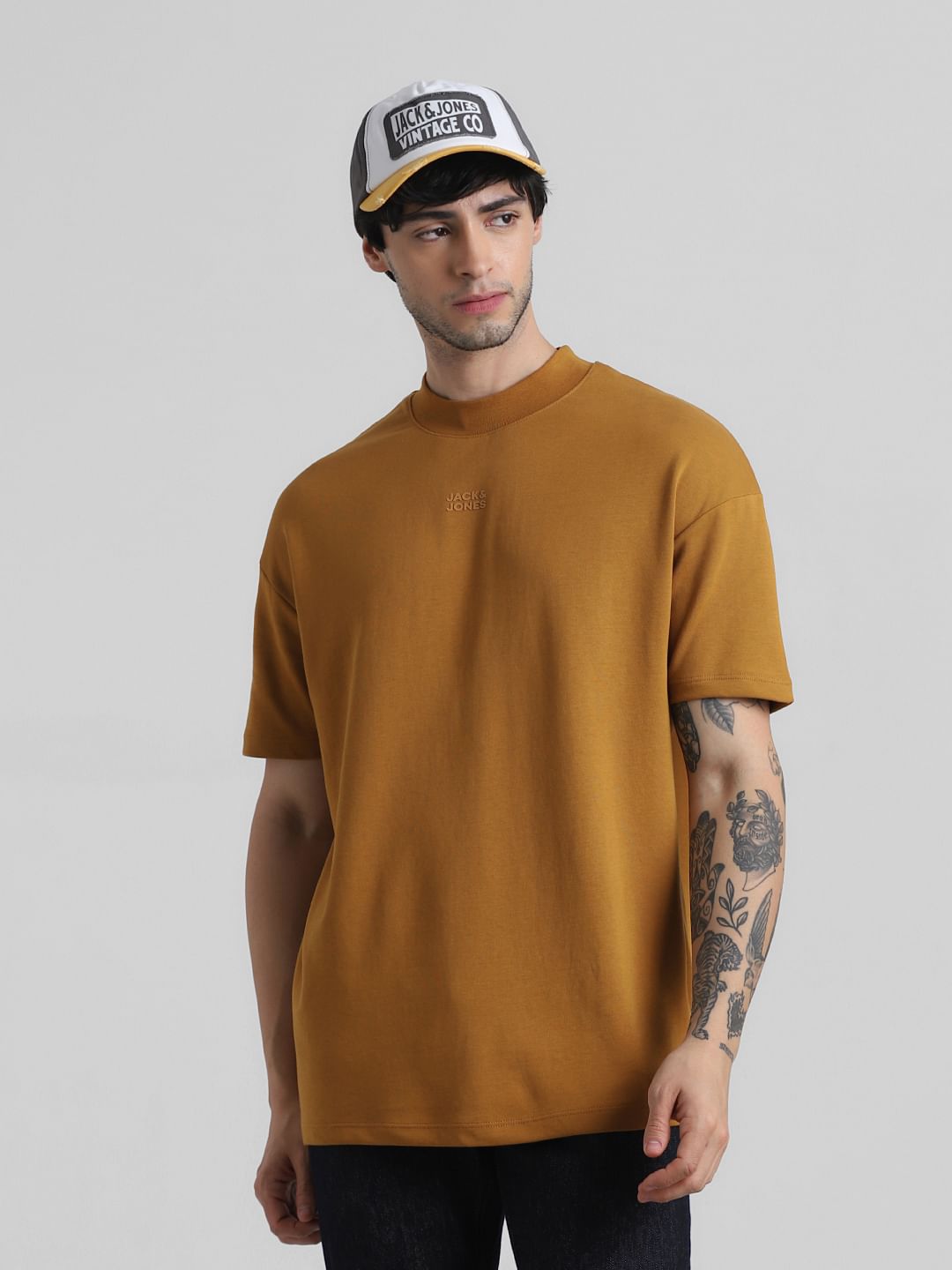 Golden Brown Logo Text Oversized T-shirt