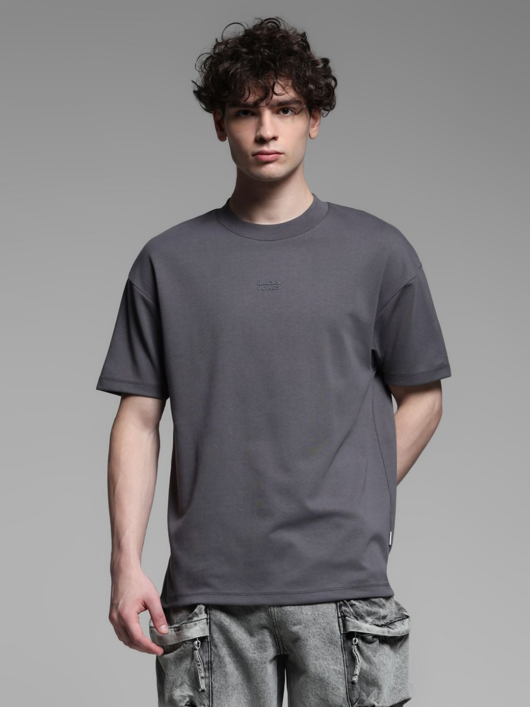 Grey Knitted Crew Neck T-shirt