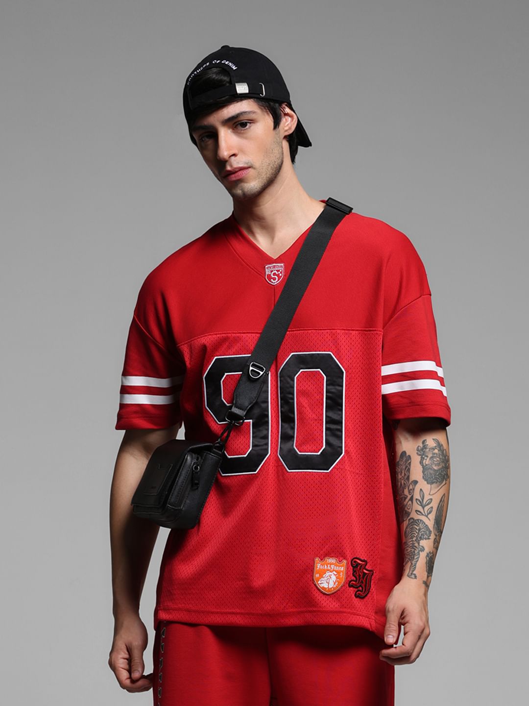 Red Varsity Print Co-ord Set T-shirt