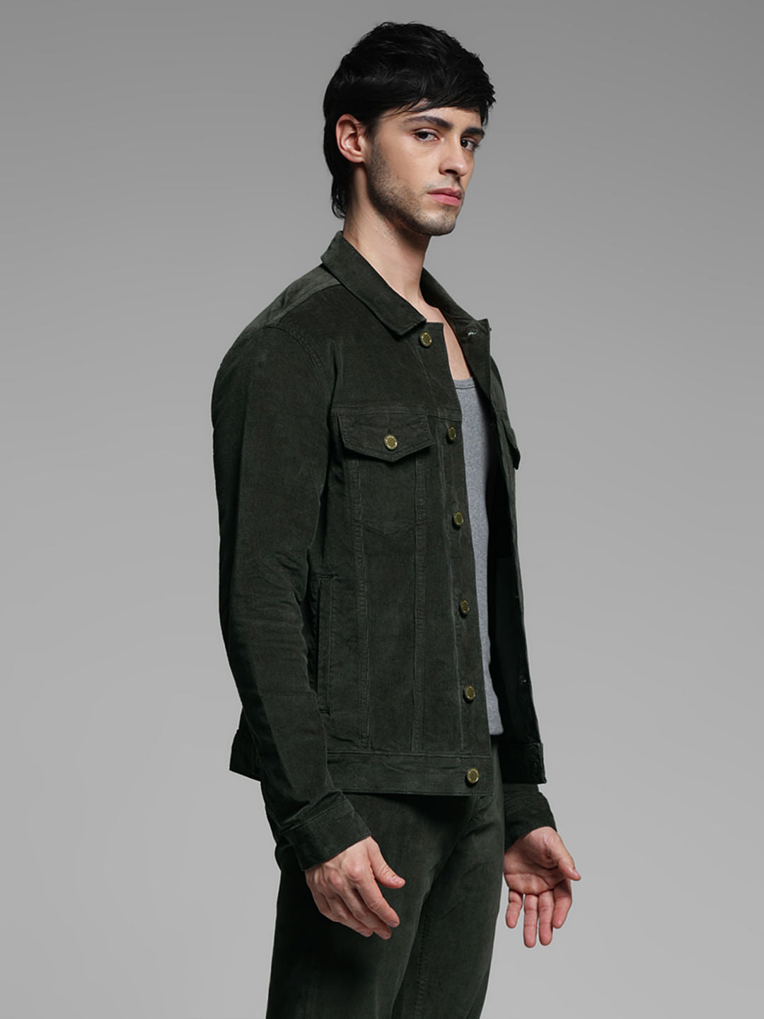 Olive Corduroy Co-ord Set Jacket