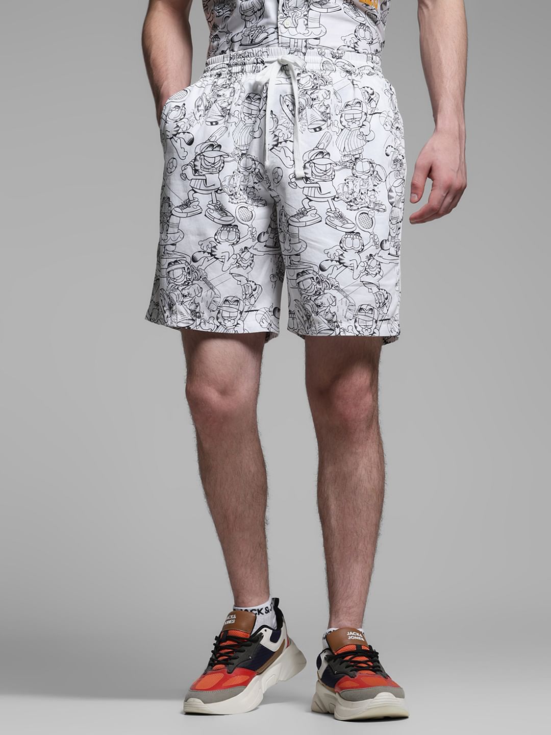 X GARFIELD White Printed Co-ord Set Shorts